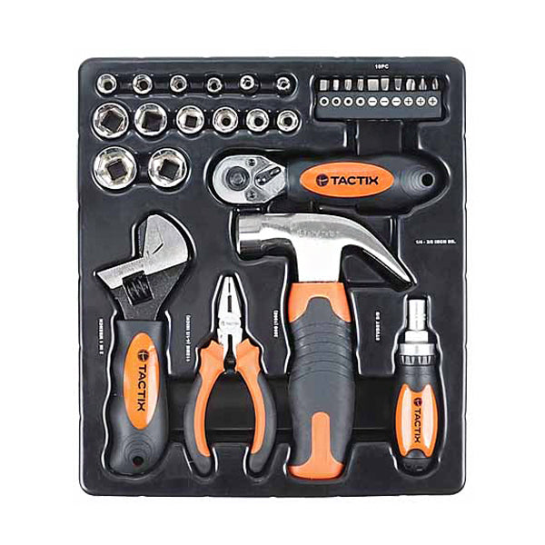 TACTIX 900053 TOOL SET IN STEEL BOX 29PCS ឈុតសំភារៈជាង - Home-Fix Cambodia