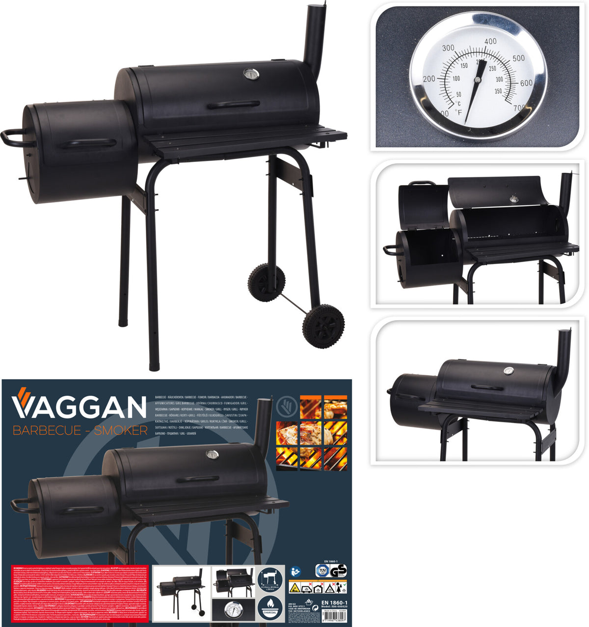 KOOPMAN X86000020 BBQ SMOKER BLACK GS-TUV - Home-Fix Cambodia
